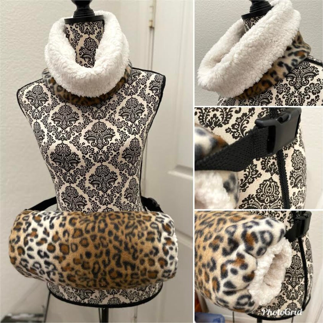 Sherpa Fleece Muffs and Neck Warmer Set, Leopard Pattern Hand Muff ...