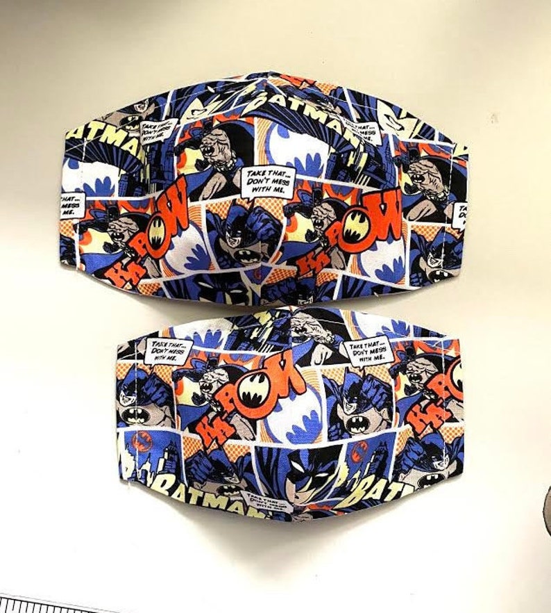 Batman Face Mask 3 Layer Batman Face Mask With Filter Pocket - Etsy
