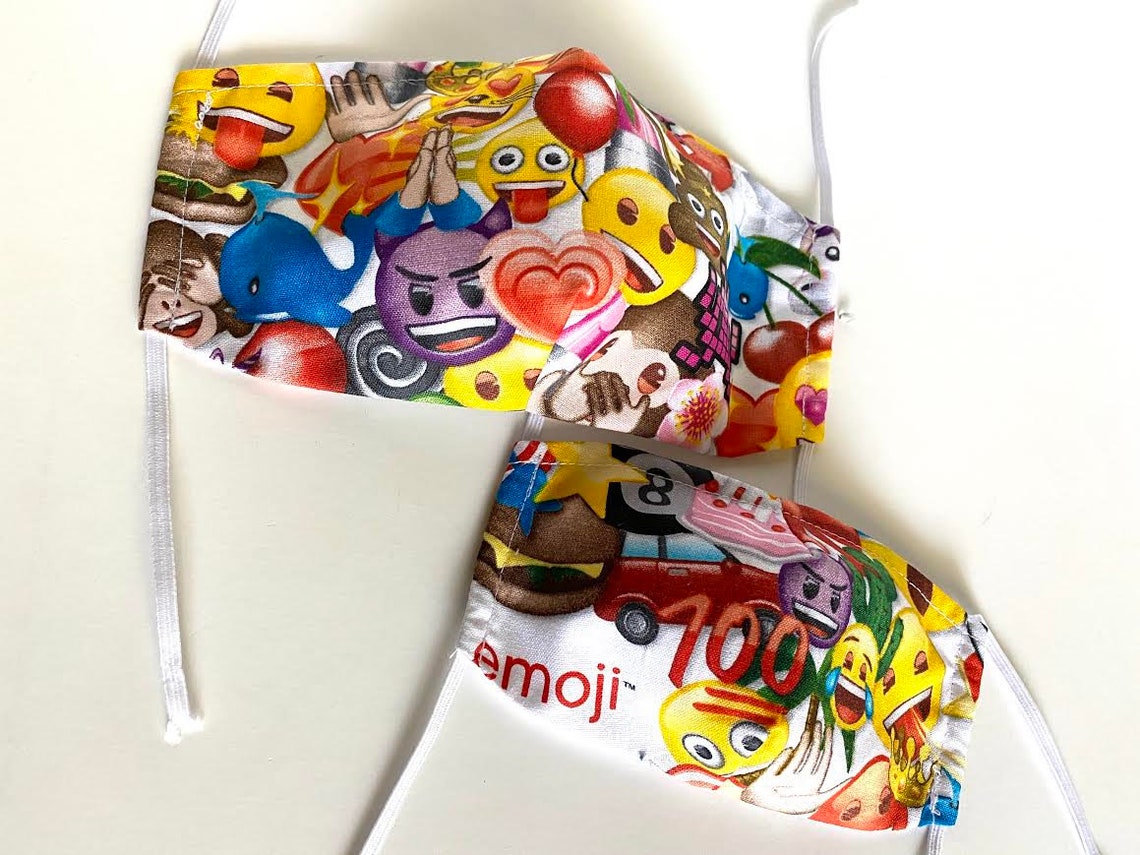 Emoji Face Mask With Filter Pocket Emoji Pattern Face Mask | Etsy