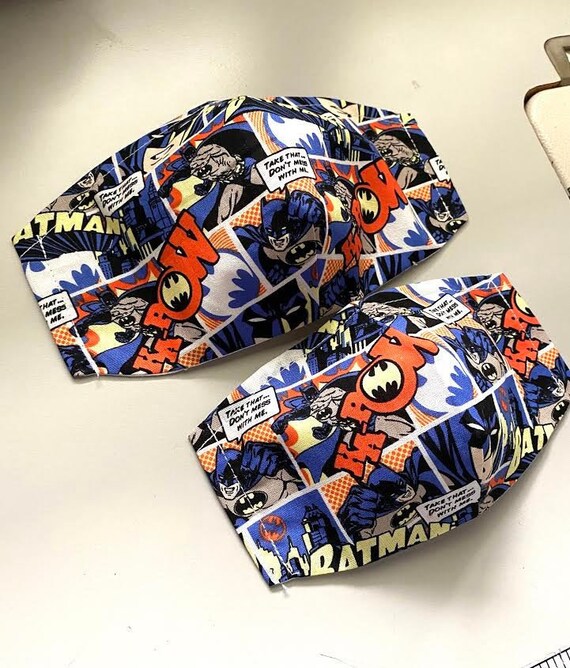 Batman Face Mask 3 Layer Batman Face Mask With Filter Pocket | Etsy