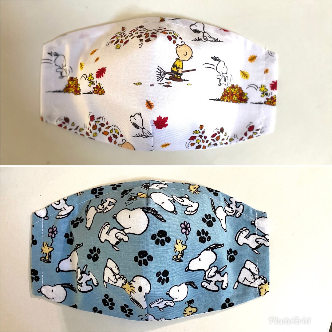 3 Layer Snoopy Face Mask, Adult/ Kids Snoopy Filter Pocket Mask, Blue ...