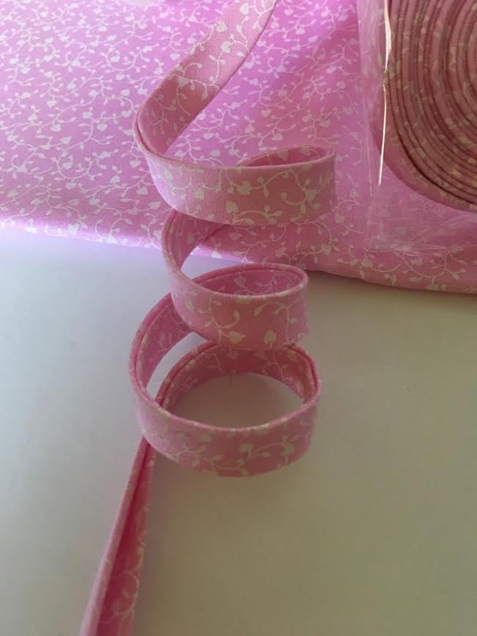 Flower Printed Bias. Pink Flower Bias Tape Vintage Bias. | Etsy