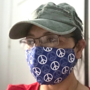 3 Layer Peace Symbol Face Mask With Filter Pocket, Black Peace Symbol ...