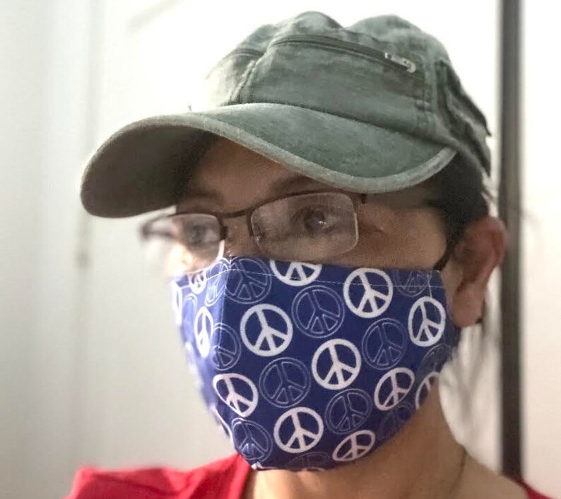 3 Layer Peace Symbol Face Mask With Filter Pocket Black Peace - Etsy