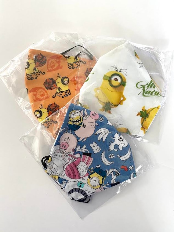 Sale 3 Minions Face Mask 3 Layer Minions Filter Pocket Mask | Etsy
