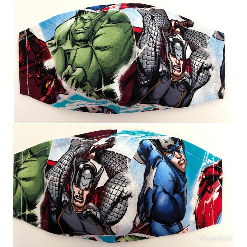 Marvel Hero Face Mask 3 Layer Avengers Face Mask With Filter | Etsy