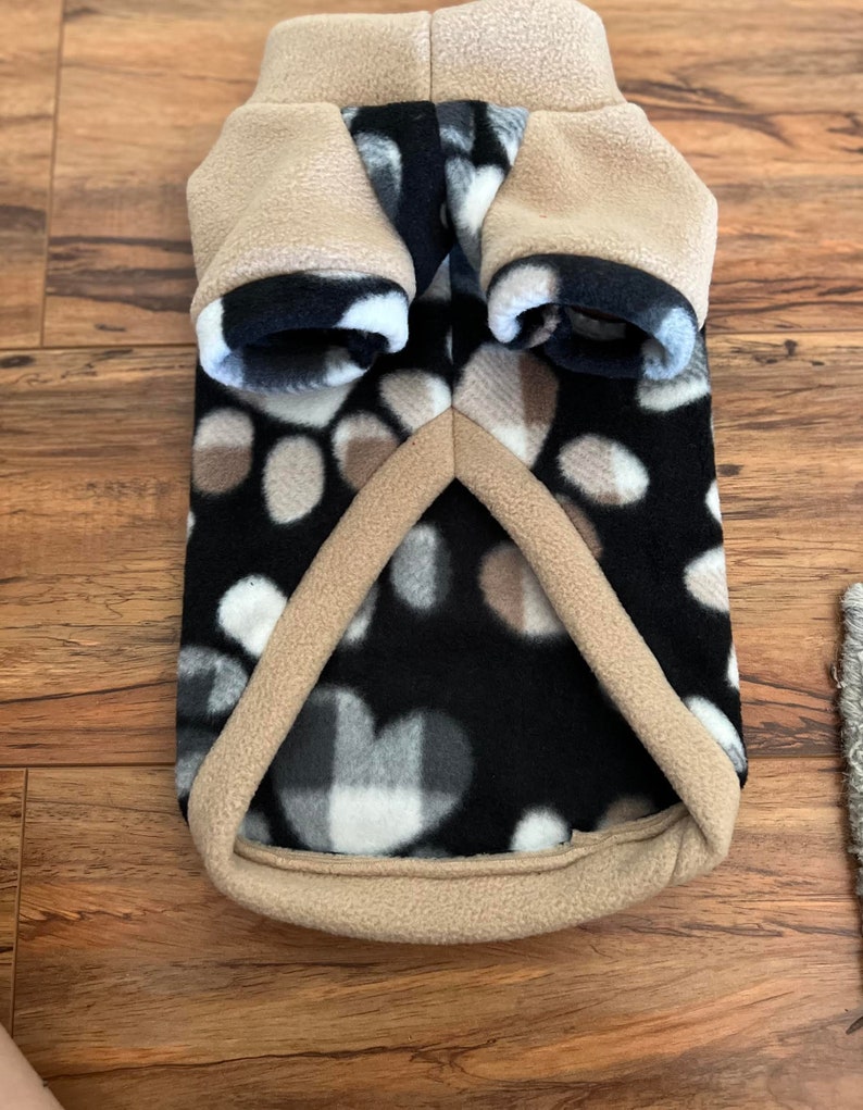 Small Breed Dog Fleece Sweater, Dog Paw Printed Dog Sweater, Paw ...