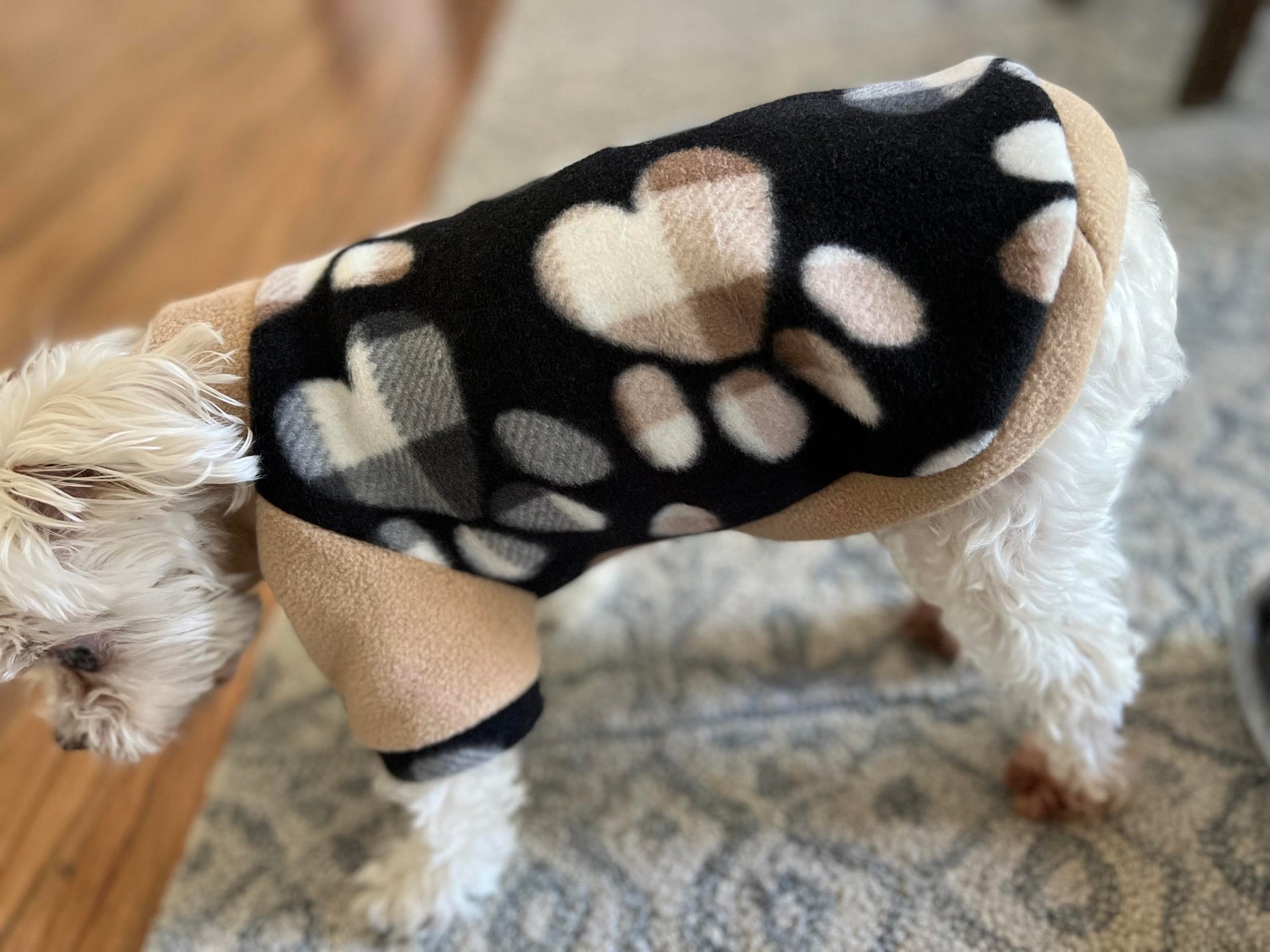Small Breed Dog Fleece Sweater, Dog Paw Printed Dog Sweater, Paw ...