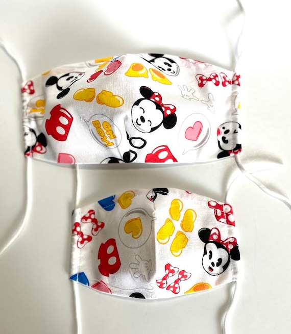 Minnie Mouse Face Mask With Filter Pocket 3 Layer Mickey | Etsy