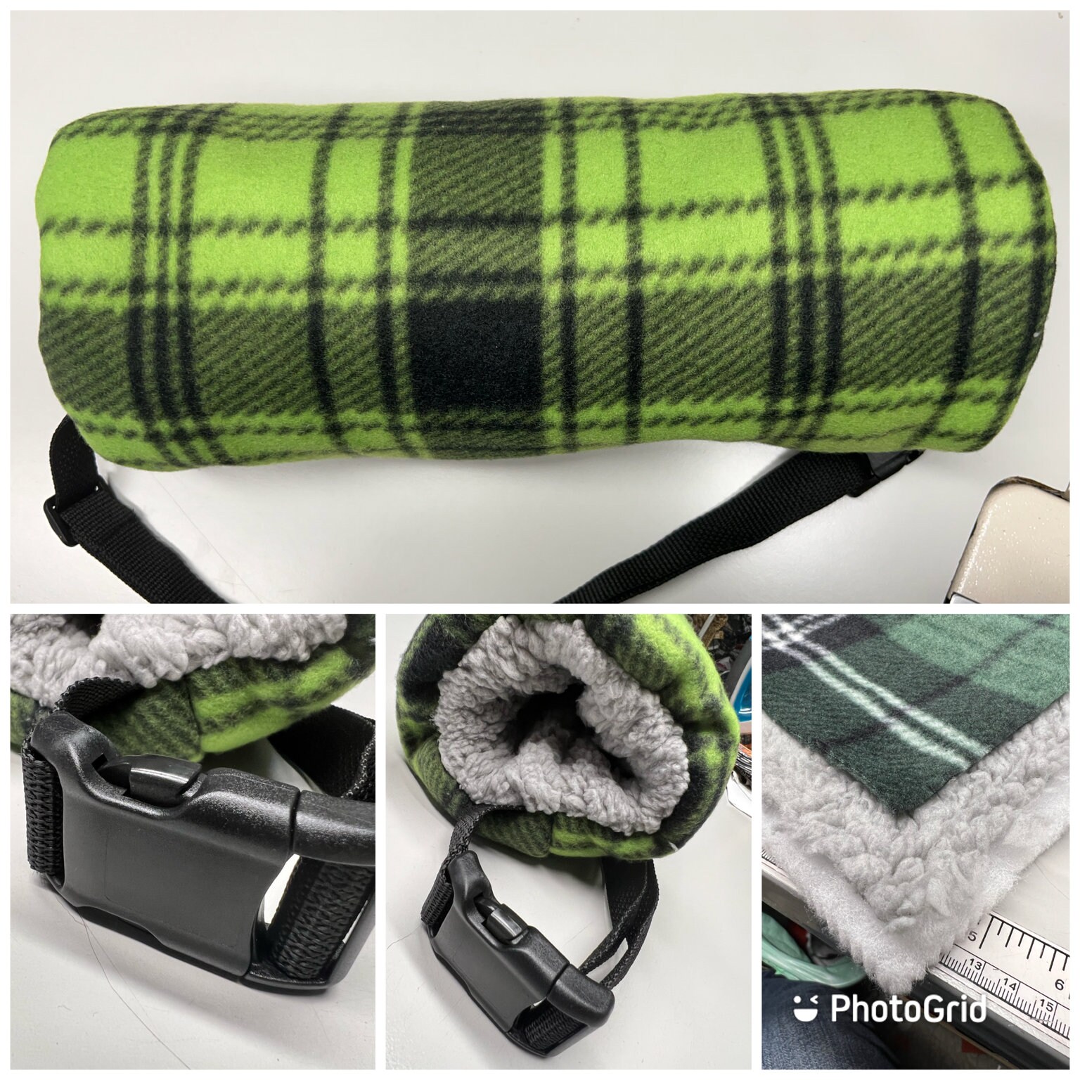 Christmas Green/black Plaid Fleece Hand Muff, Christmas Sherpa Fleece ...