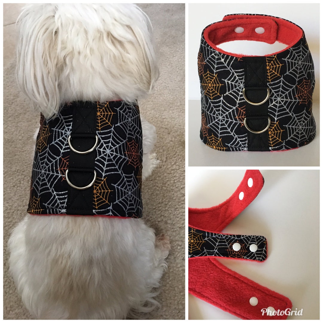 Halloween Dog Harness Vest: Spider Web Fleece-lined, Small Breeds - Etsy