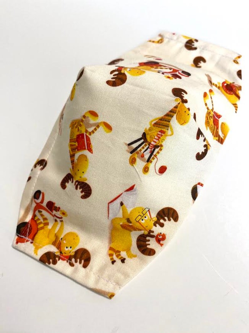 Animal Print Face Mask With Filter Pocket3 Layer Orange Moose - Etsy