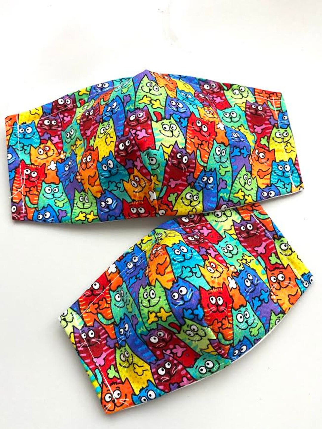 3 Layer Cat Face Mask With Filter Pocket, Cat Pattern Face Mask for ...