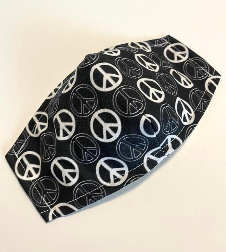 3 Layer Peace Symbol Face Mask With Filter Pocket Black Peace - Etsy
