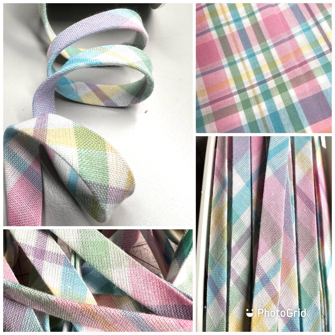 Pink Blue Plaid Bias Tape, Easter Bias Tape, Rainbow Bias Tape, 3 Yards ...