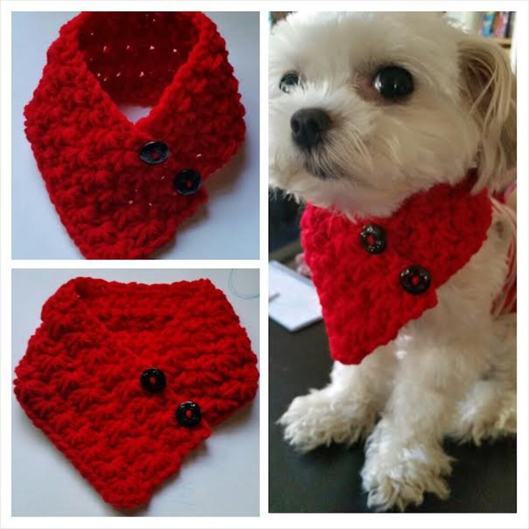 Small Breed Dogs Crocheted Scarf, Dog Neck Warmer, Dog Red Color Neck ...