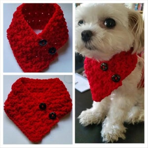 Small Breed Dogs Crocheted Scarf, Dog Neck Warmer, Dog Red Color Neck ...