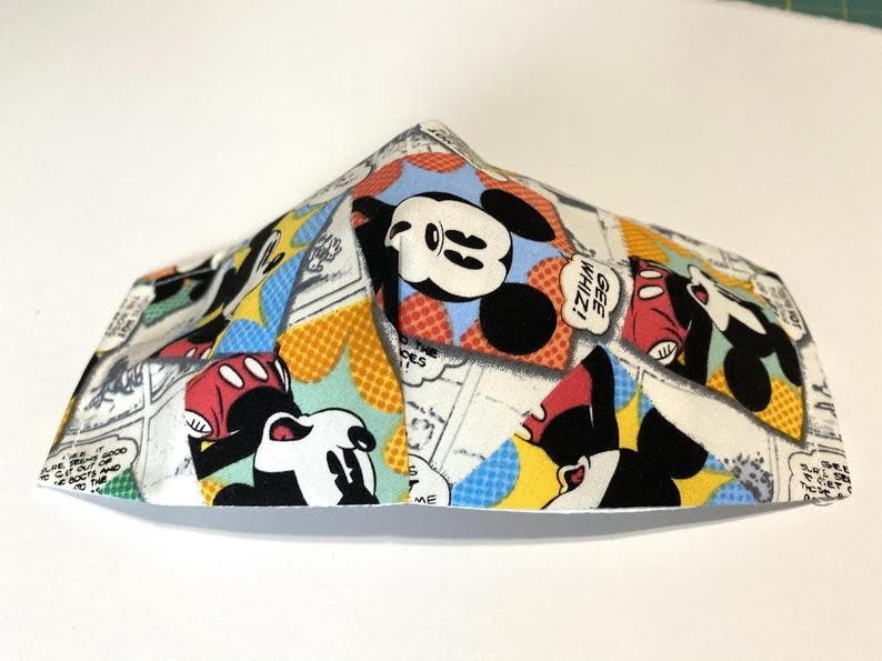 3 Layer Mickey Mouse Face Mask With Filter Pocket Mickey | Etsy