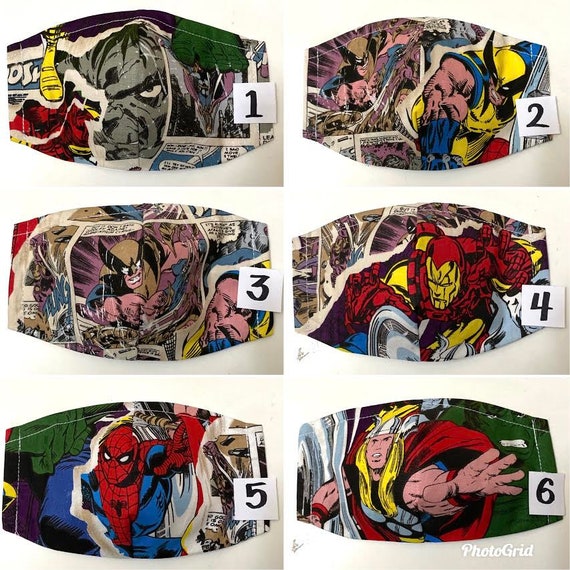 3 Layer Kid's Avengers Face Mask Boy Marvel Super Heroes | Etsy