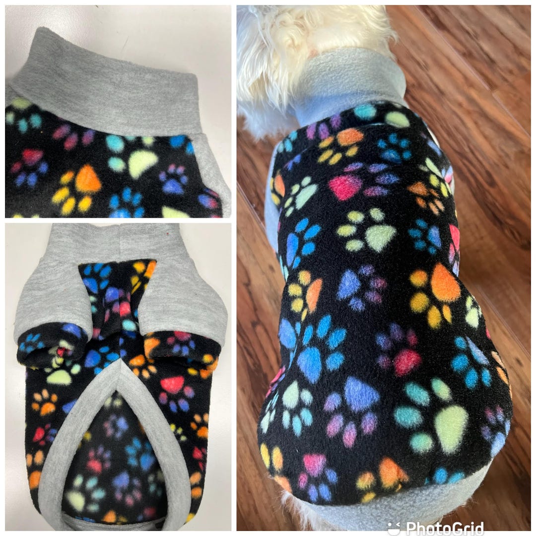 Paw Print Fleece Dog Sweater: Small Breed Puppy Clothes - Etsy