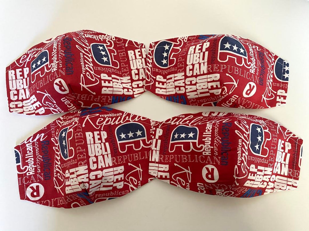 Set of 2 Republican Face Masks, 3 Layer Republican Face Masks, Face ...