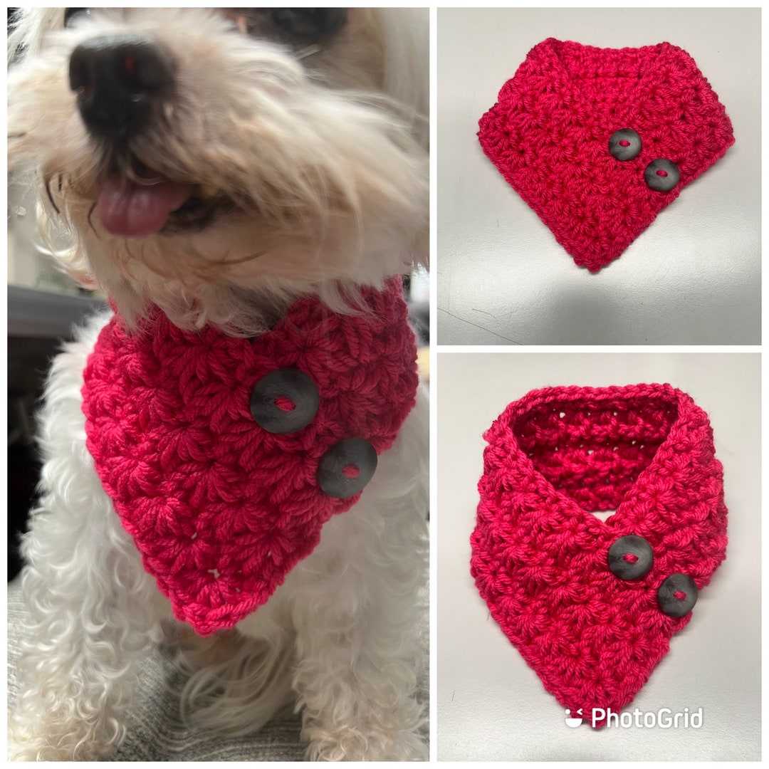 Small Breed Dog Scarf, Small Breed Dogs Crocheted Scarf, Dog Neck ...