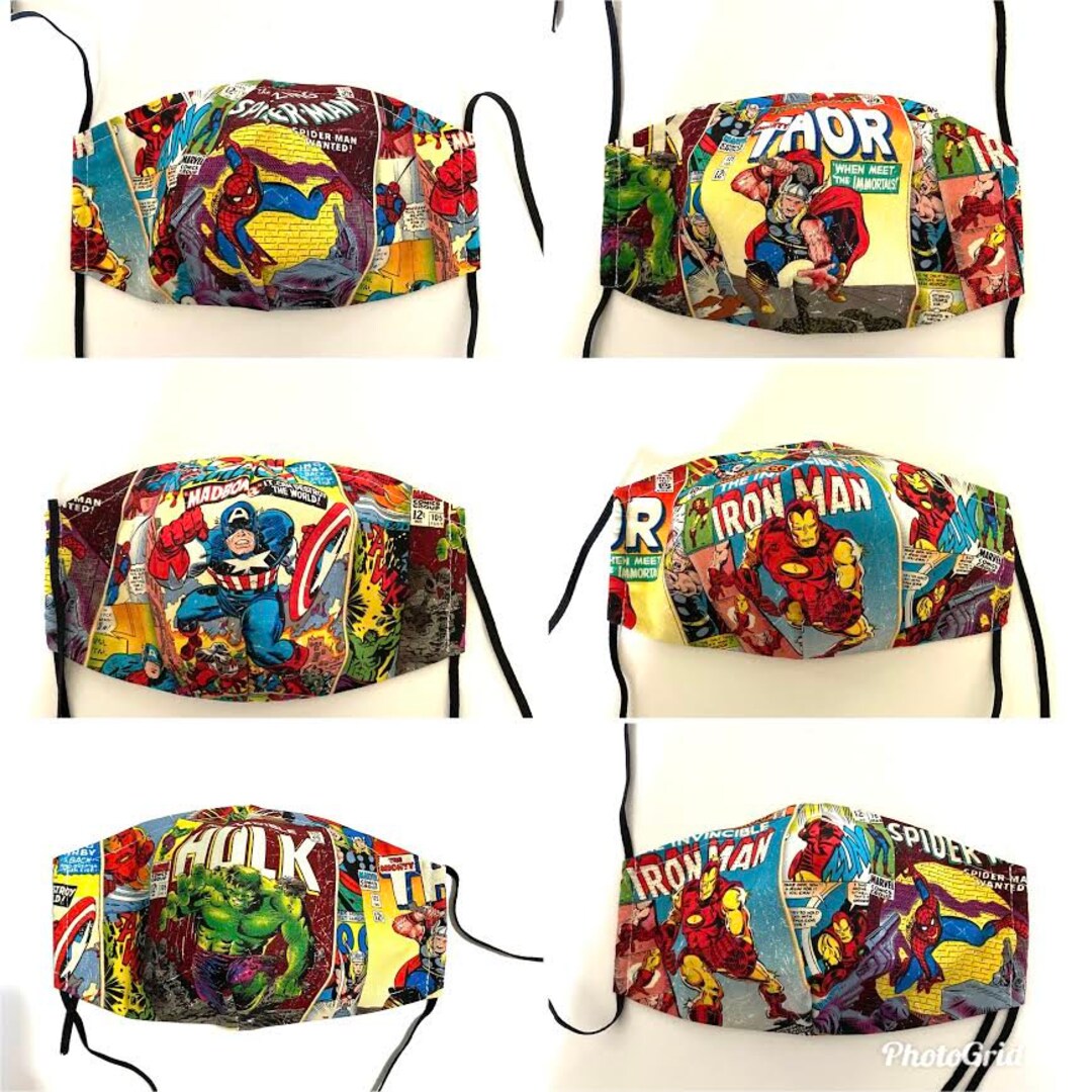 3 Layer Marvel Super Hero Face Mask, Avengers Face Mask With Filter ...