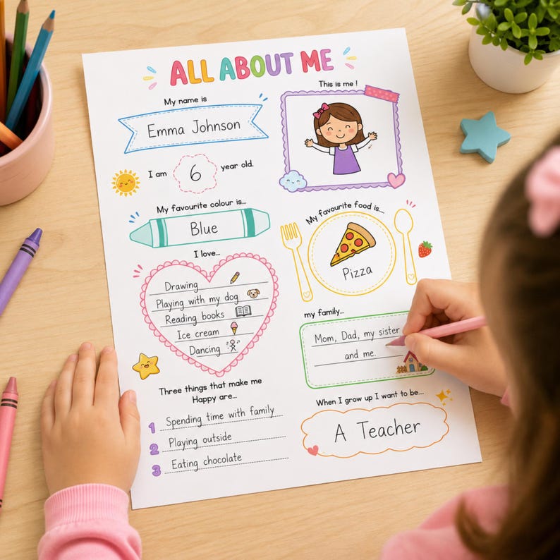All About Me Worksheet, Back to School Activity, Get to Know Printable ...