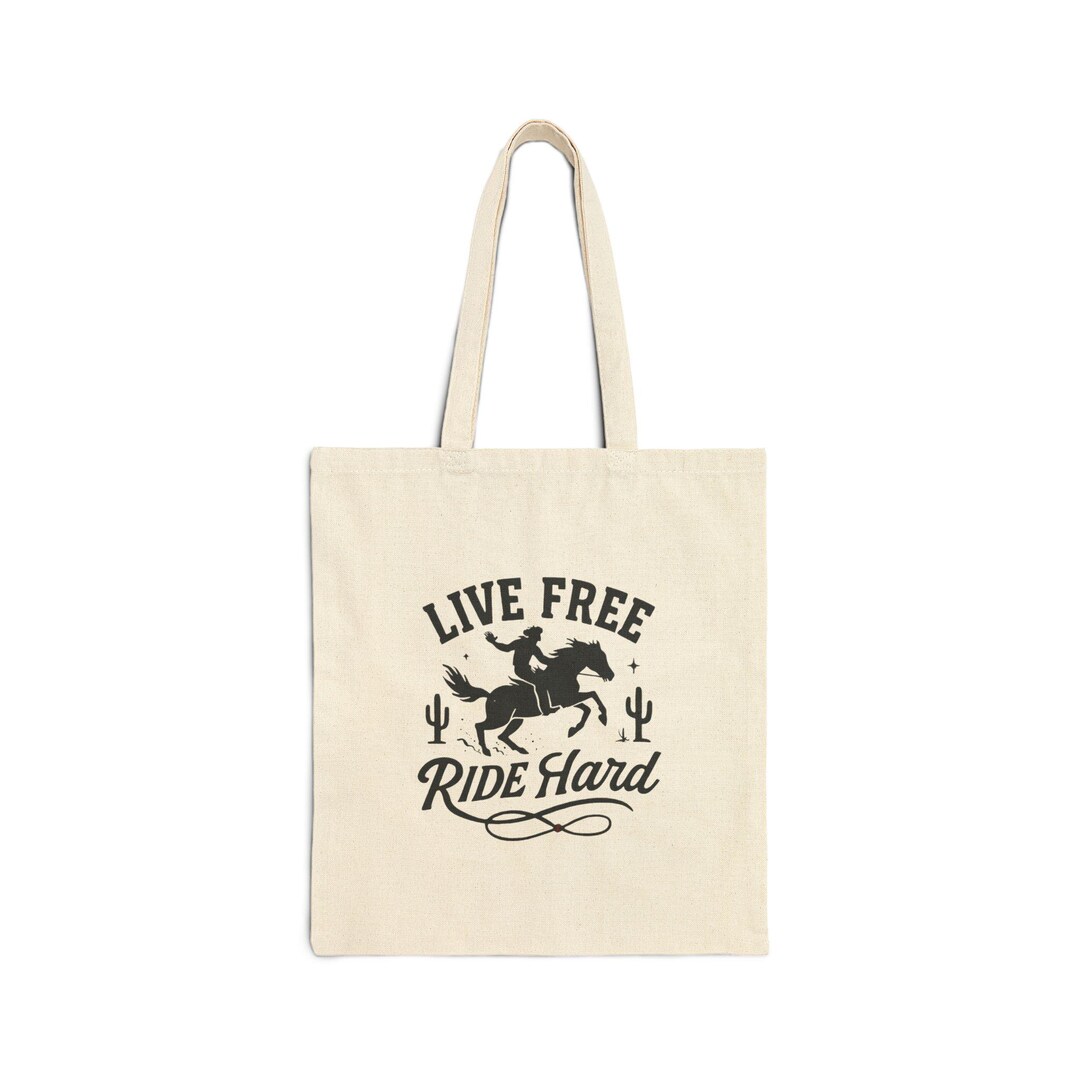 Live Free Ride Hard Tote Bag | Cowboy Horse Western Canvas Tote - Etsy