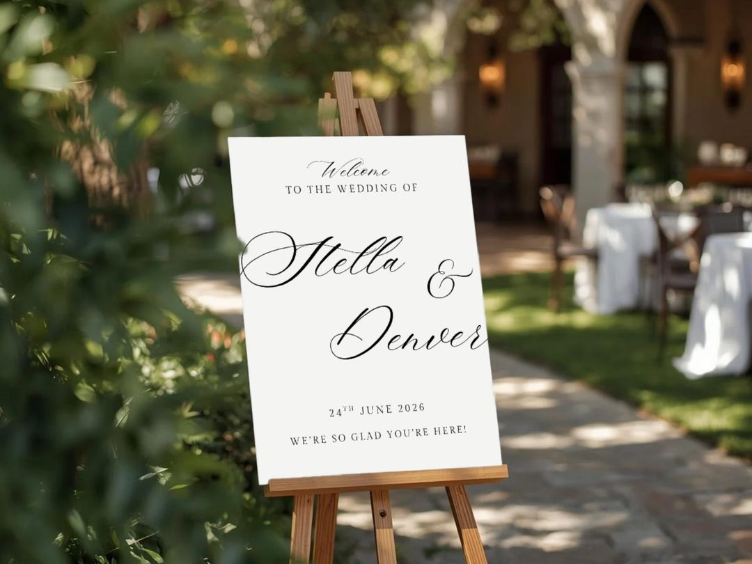 Classic Black Old Money Wedding Welcome Sign Canva Template Modern ...