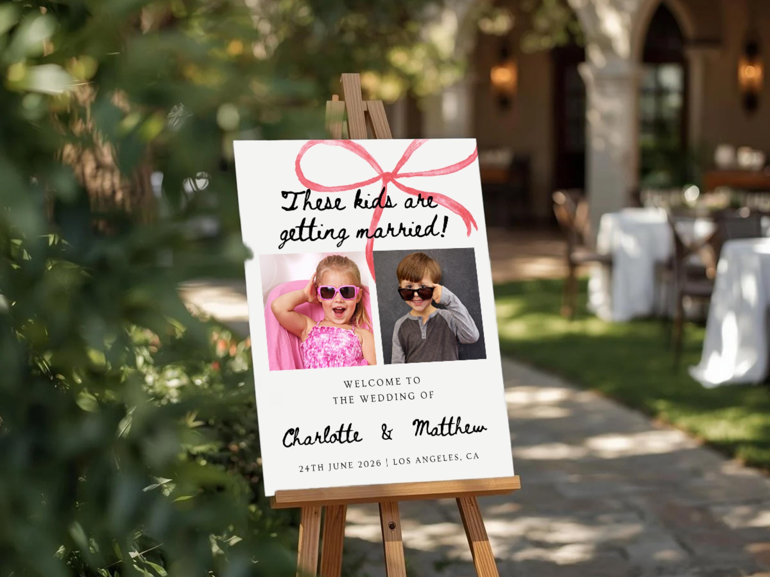 Kids Getting Married Photo Wedding Welcome Sign (canva Editable ...