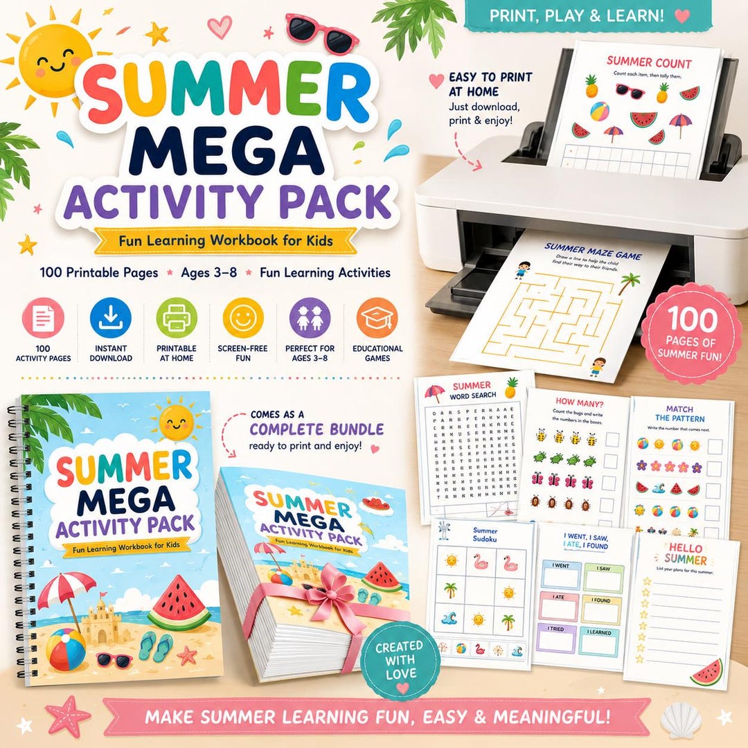 Summer Mega Activity Pack for Kids | Printable Worksheets | Summer ...