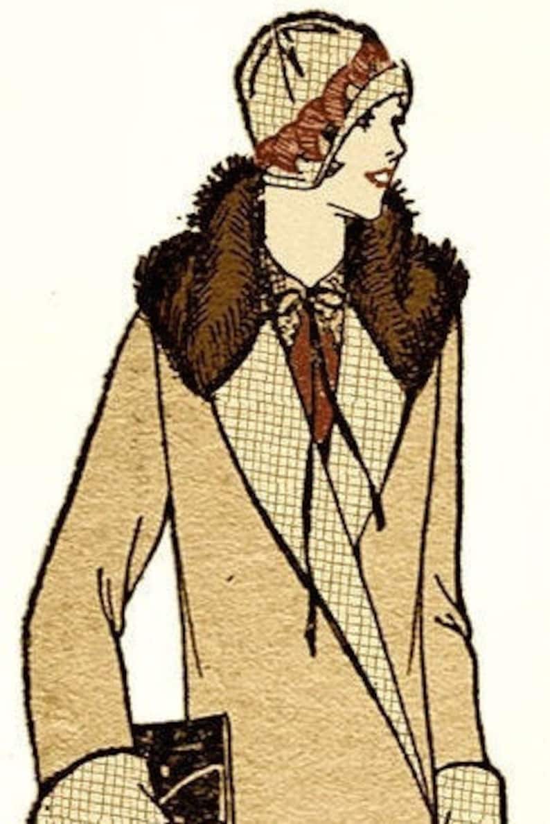 1920s Flapper Silhouette Coat With Furry Collar and Cuffs - Etsy