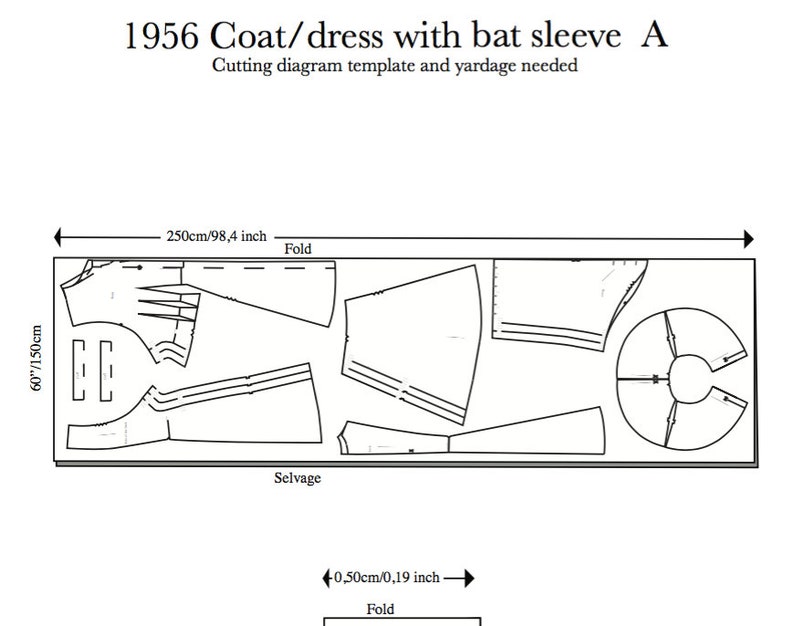 1956 Coat/dress/blouse Bat or Bishop Sleeves PDF Sewing Pattern With ...