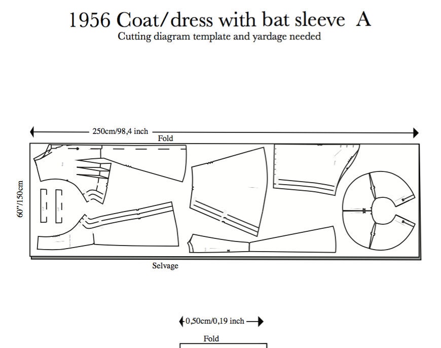 1956 Coat/dress/blouse Bat or Bishop Sleeves PDF Sewing Pattern With ...