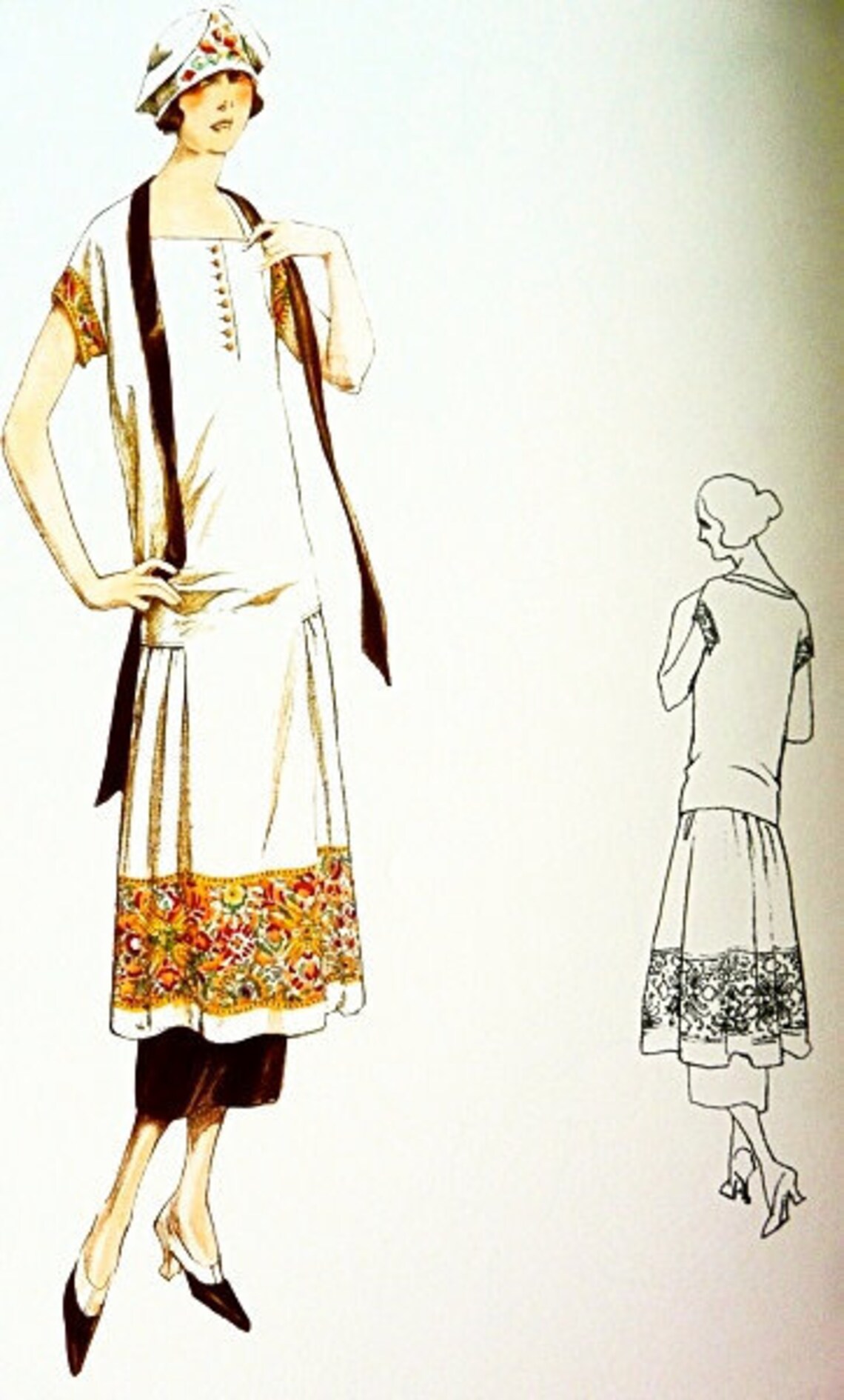 Sewing Pattern-dress. Elegant 1920s Style With Square Neck - Etsy