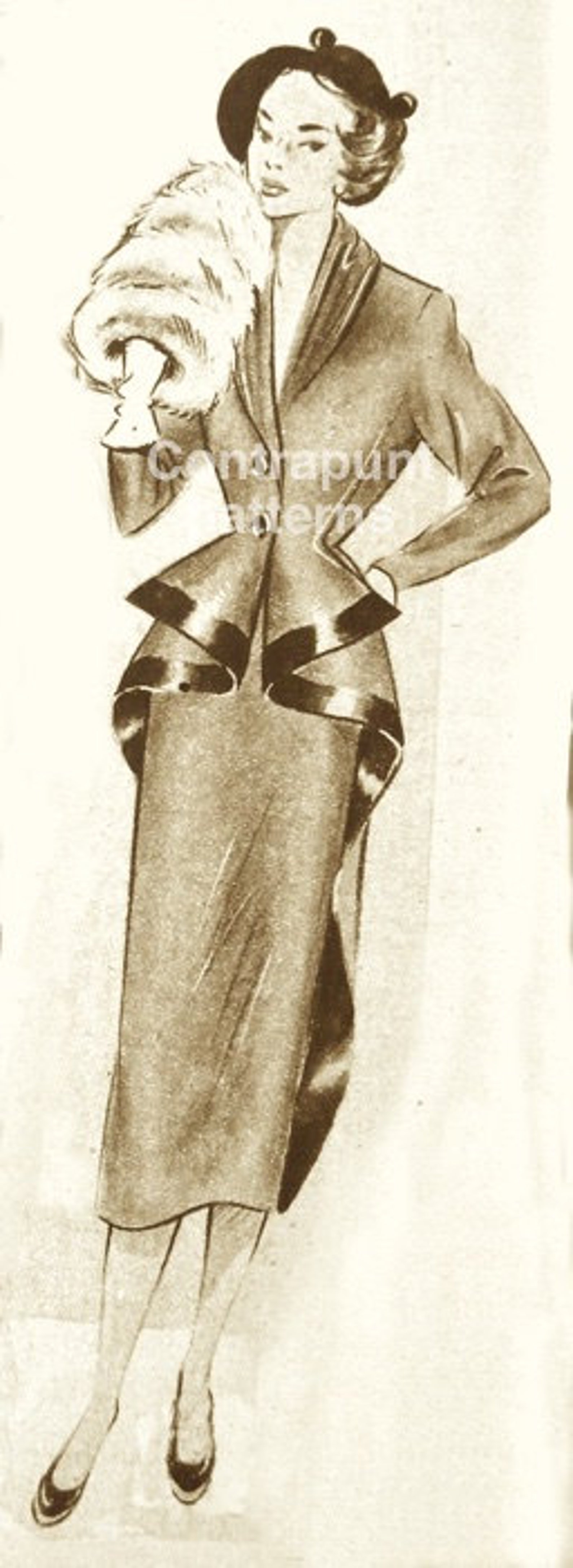 1956 Smoking-jacket Sewing Pattern. smoking Collar and Large Pleats ...