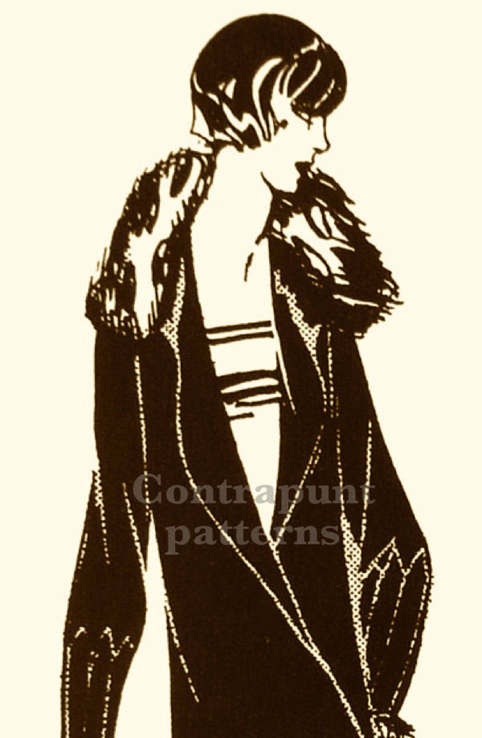 1920s Flapper Silhouette Coat With Furry Collar and Cuffs - Etsy