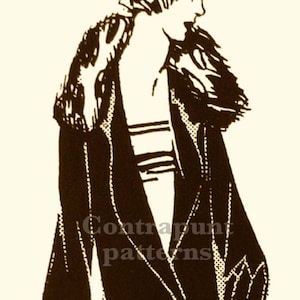 1920s Flapper Silhouette Coat With Furry Collar and Cuffs Sewing ...