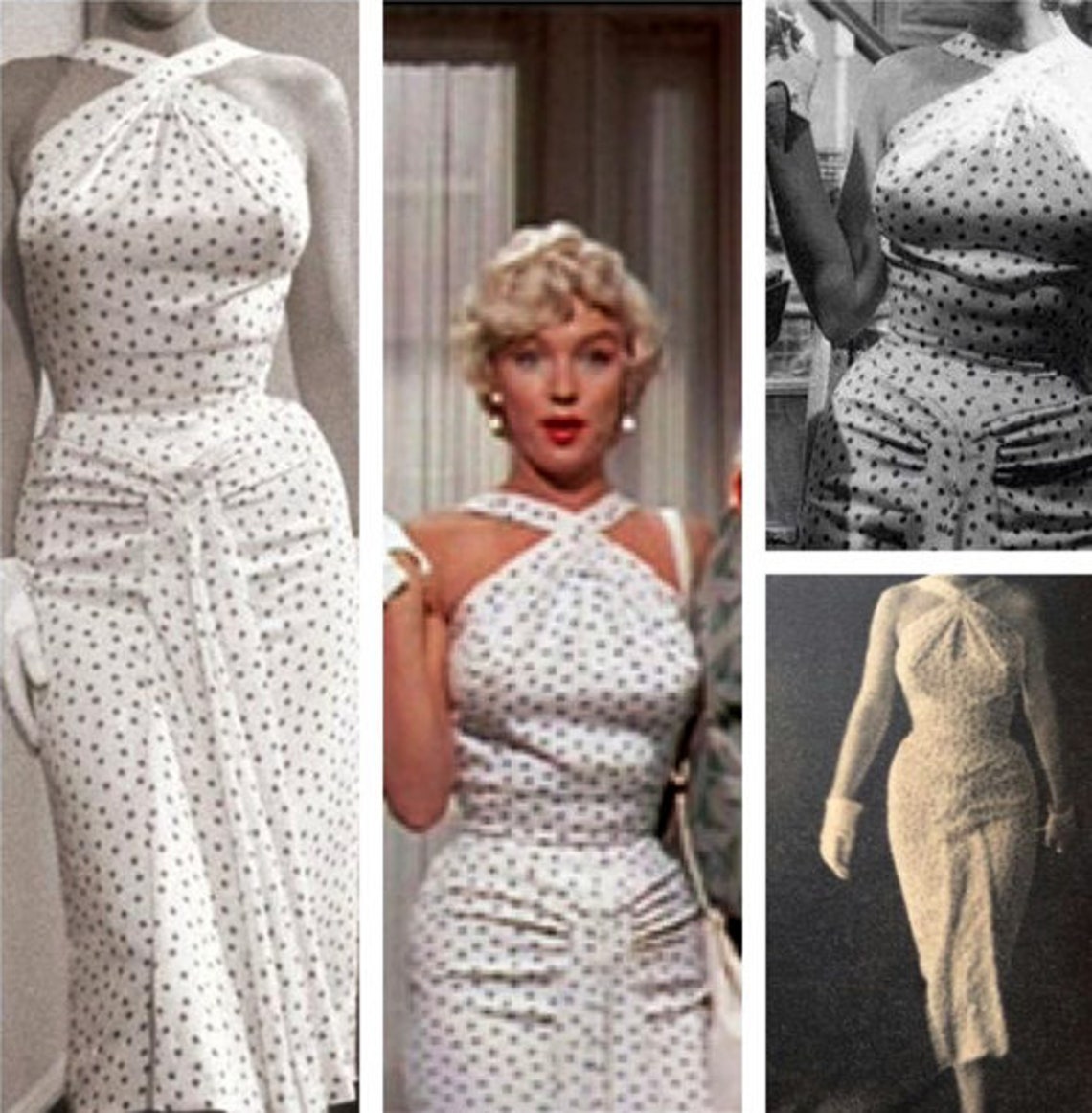 1955 Marilyn Polka Dot Sewing Pattern Dress. William Travilla Design ...