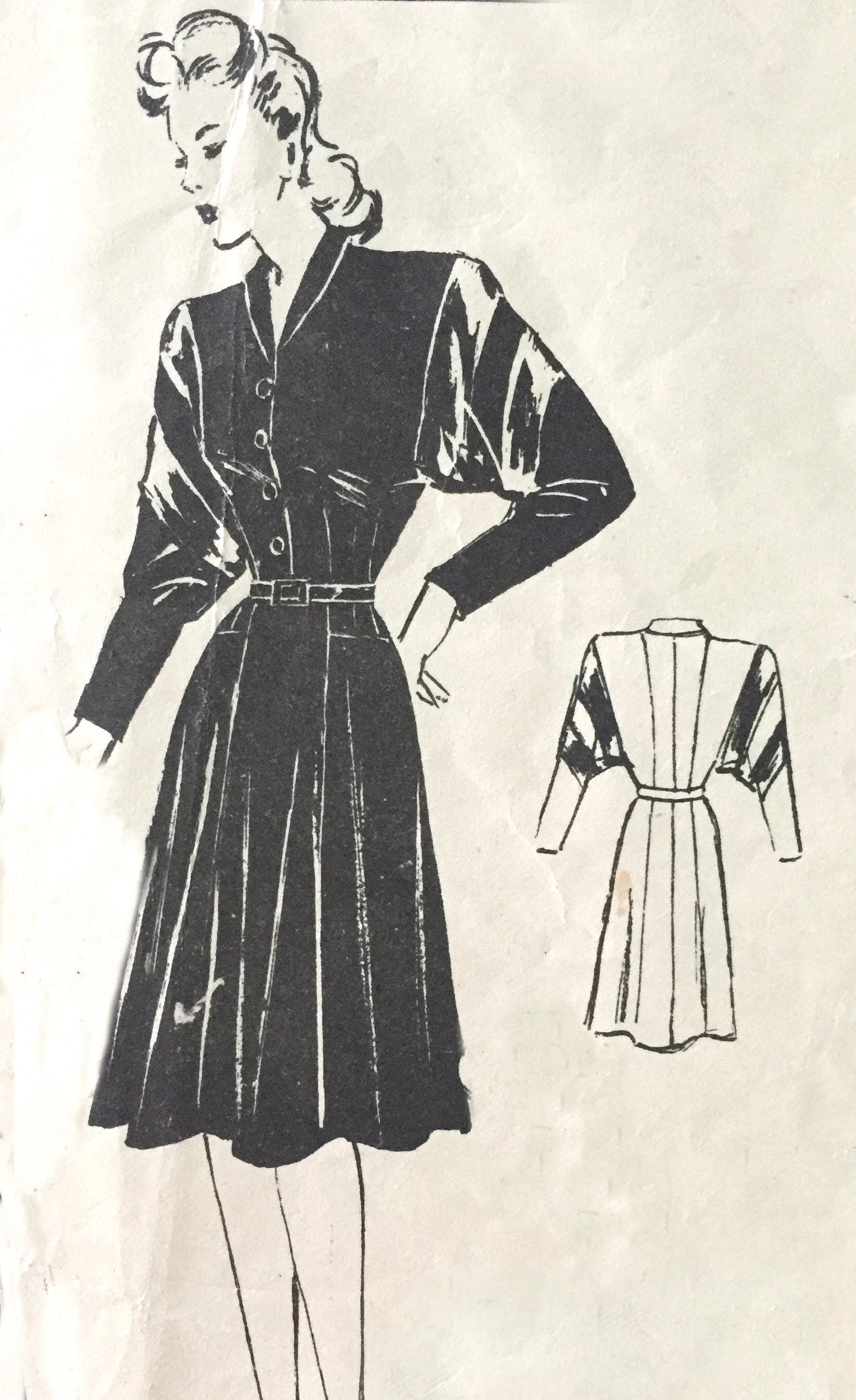 1956 Coat/dress/blouse Bat or Bishop Sleeves PDF Sewing Pattern With ...