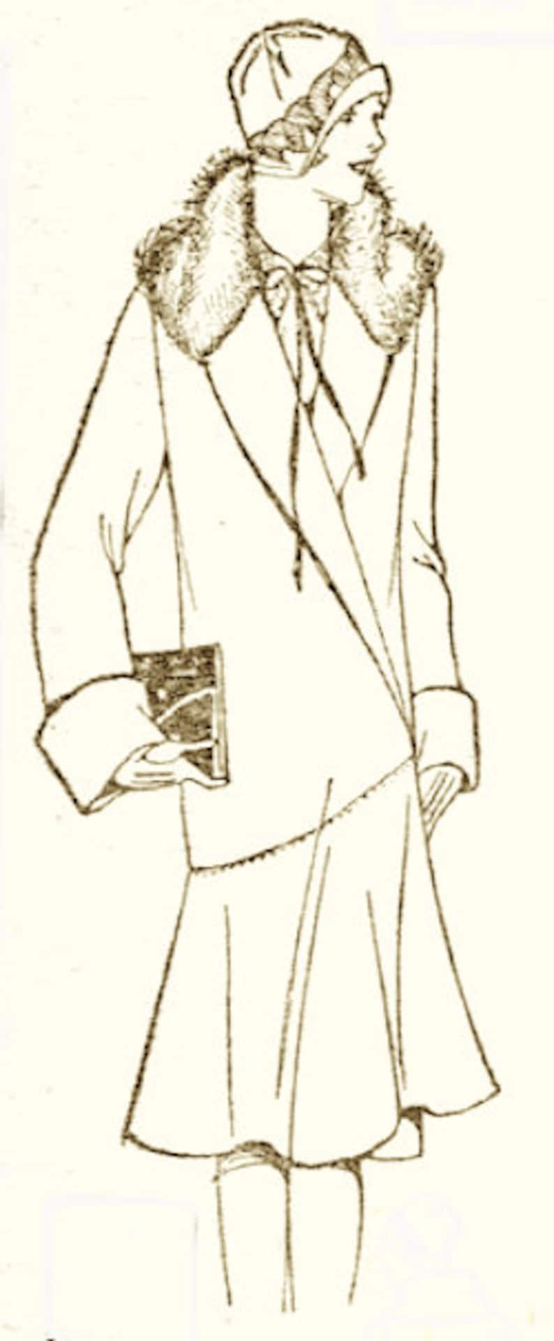 1920s Flapper Silhouette Coat With Furry Collar and Cuffs | Etsy