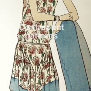 Flapper Spring-summer Floral 1926 Sewing Pattern. Gathered at the Hip ...
