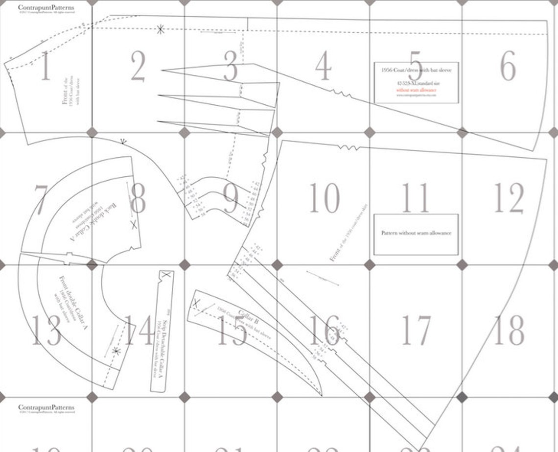 1956 Coat/dress Bat or Bishop Sleeves PDF Sewing Pattern With | Etsy