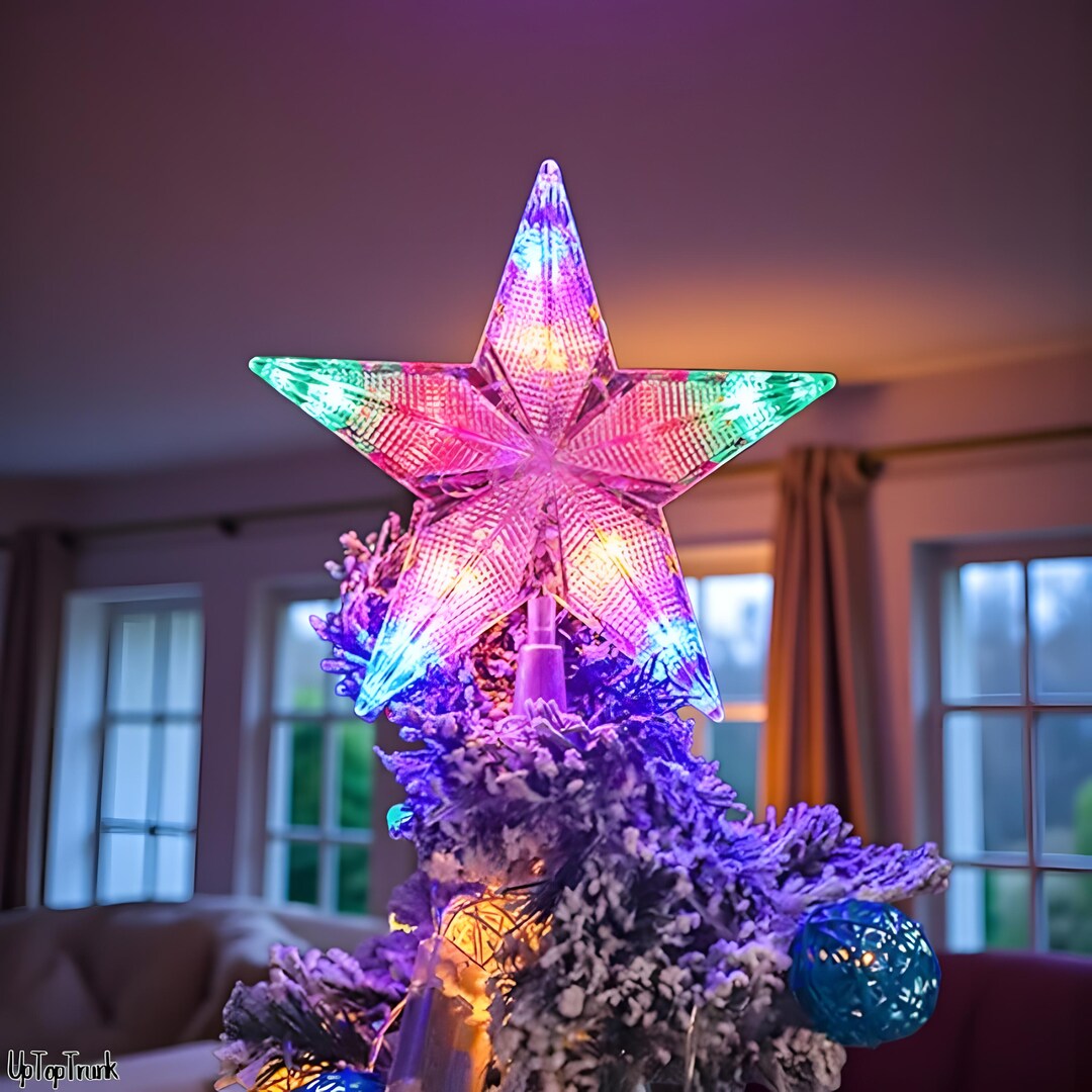 LED Star Tree Topper for Christmas Tree - Festive Light up Holiday ...