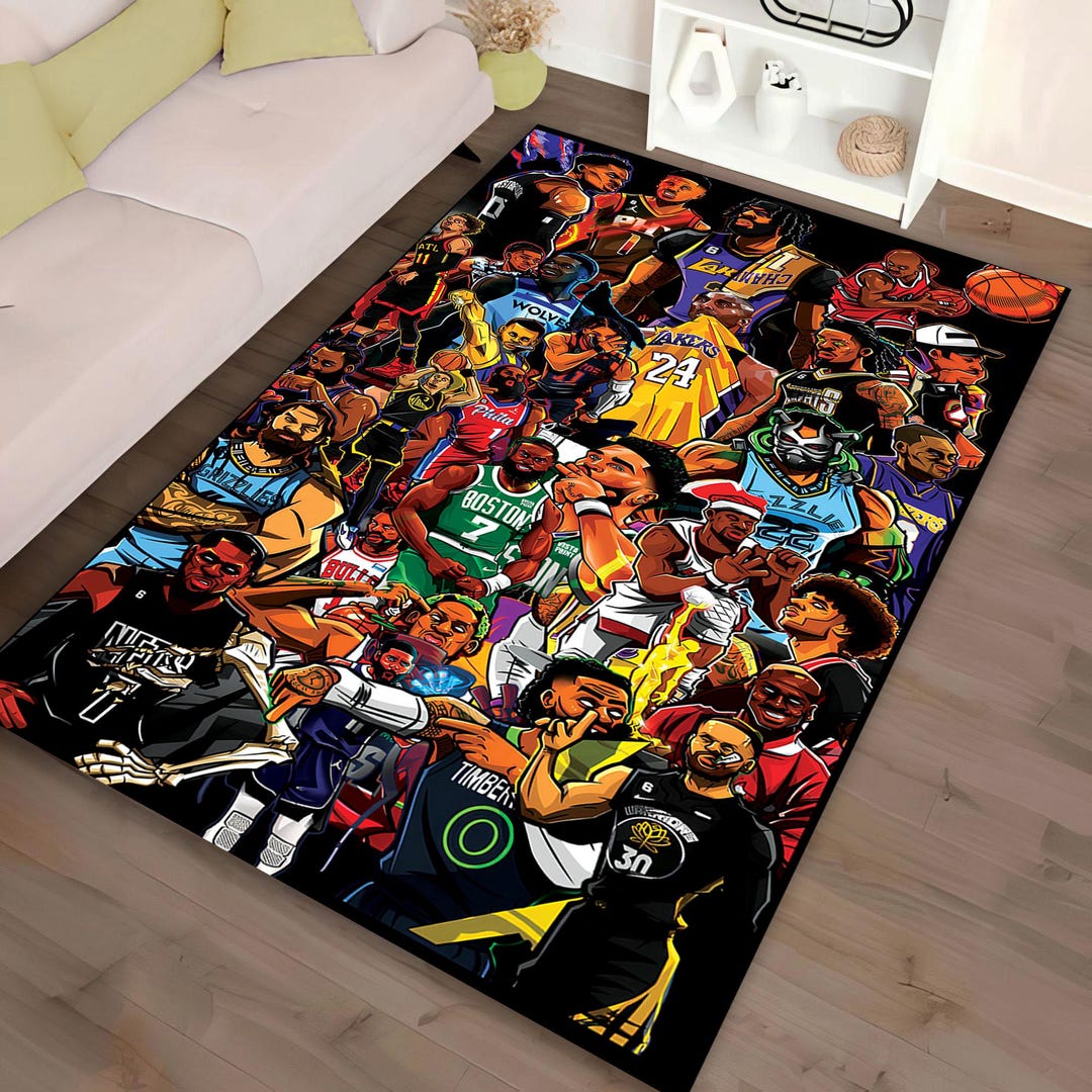 NBA Players Rug, Non-slip Basketball Area Rug, Sport Fan Gift - Etsy