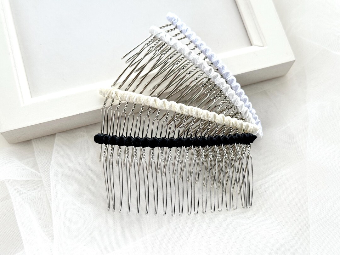 20 Teeth DIY Blank Hair Combs,satin Black White Ivory Comb,wedding ...