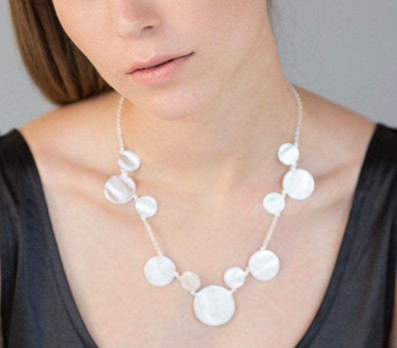 Short Coin Silver Necklace, Silver Necklace, Short Coin Necklace, Short ...