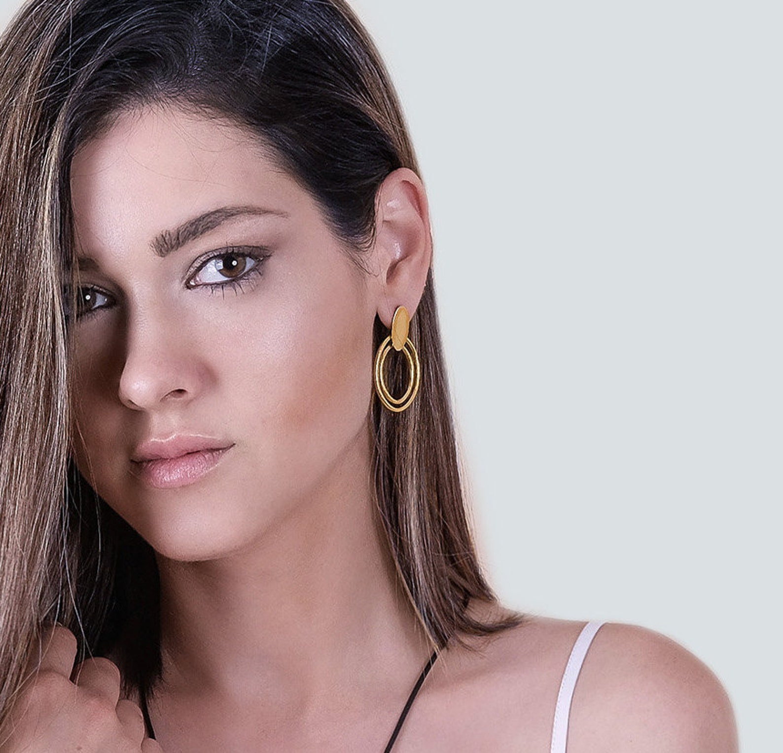 Geometric Gold Earrings Gold Modern Earrings Dangling Gold - Etsy