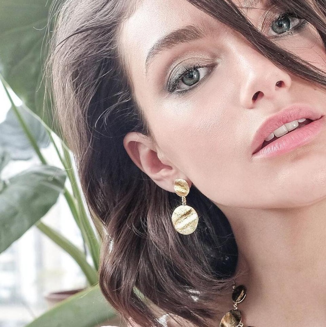 Gold Coin Clip on Earring, Clip-on Dangle Earring, Gold Dangle Earring ...